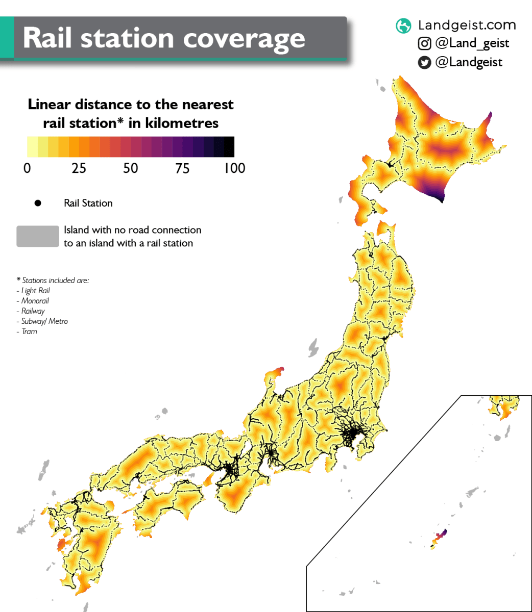 Rail station Coverage in Japan – Landgeist