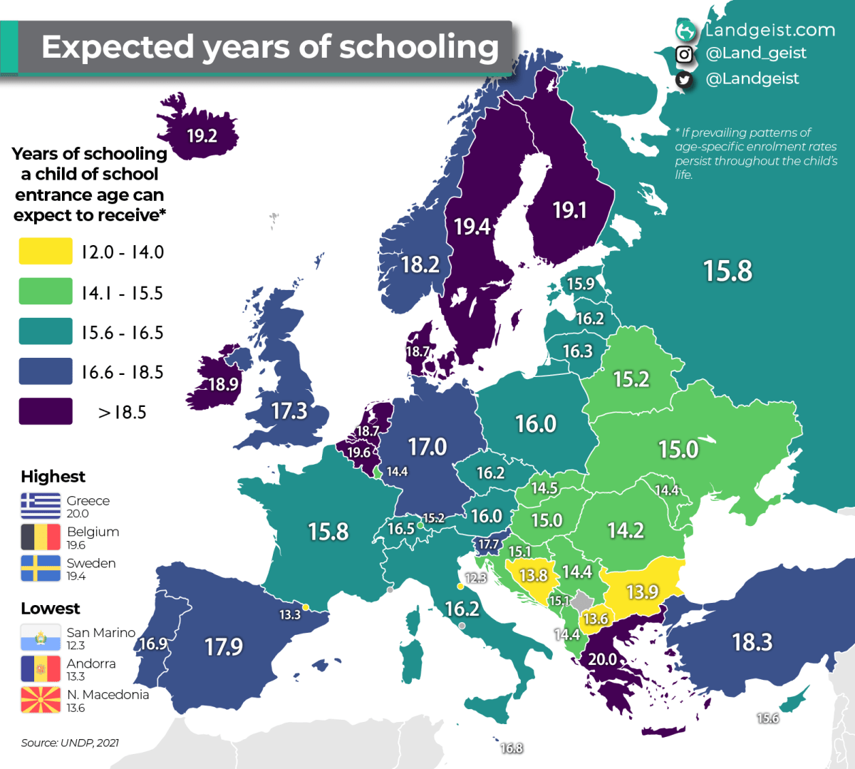Expected Years of Schooling in Europe – Landgeist